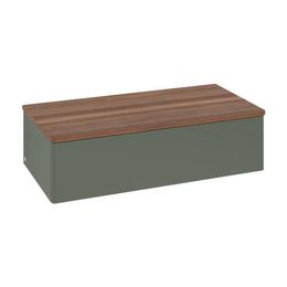 Villeroy & Boch Villeroy und Boch Antao Sideboard L40002HL mit Beleuchtung, 1 Auszug, 1000 x 268 x 500 mm, Front ohne Struktur, Leaf Green Matt Lacquer / Warm Walnut