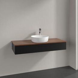 Villeroy & Boch Villeroy und Boch Antao Waschtisch-Unterschrank K10152PD 120x19x50cm, Hahnloch, Waschbeckenplattenfarbe warm walnut, black matt lacquer