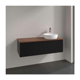 Villeroy & Boch Villeroy und Boch Antao Waschtisch-Unterschrank K34152PD 120x36x50cm, Hahnloch, Waschbeckenplattenfarbe warm walnut, black matt lacquer
