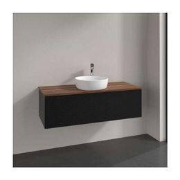 Villeroy & Boch Villeroy und Boch Antao Waschtisch-Unterschrank L32112PD mit Beleuchtung, 1 Auszug, 1200 x 360 x 500 mm, Front mit Struktur, Black Matt Lacquer / Warm Walnut