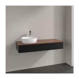Villeroy & Boch Villeroy und Boch Antao Waschtisch-Unterschrank L11152PD mit Beleuchtung, 1 Auszug, 1200 x 190 x 500 mm, Front mit Struktur, Black Matt Lacquer / Warm Walnut