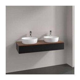 Villeroy & Boch Villeroy und Boch Antao Waschtisch-Unterschrank L13152PD mit Beleuchtung, 1 Auszug, 1200 x 190 x 500 mm, Front mit Struktur, Black Matt Lacquer / Warm Walnut