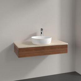 Villeroy & Boch Villeroy und Boch Antao Waschtisch-Unterschrank K09153HM 100x19x50cm, Hahnloch, Waschbeckenplattenfarbe botticino, warm walnut