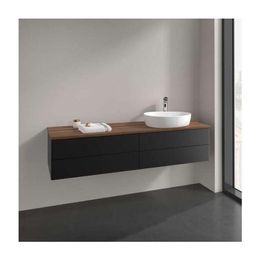 Villeroy & Boch Villeroy und Boch Antao Waschtisch-Unterschrank L27052PD mit Beleuchtung, 4 Ausz&uuml;ge, 1600 x 360 x 500 mm, Front ohne Struktur, Black Matt Lacquer / Warm Walnut
