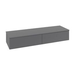 Villeroy & Boch Villeroy und Boch Antao Sideboard L42100GK mit Beleuchtung, 2 Ausz&uuml;ge, 1600 x 268 x 500 mm, Front mit Struktur, Anthracite Matt Lacquer / Anthracite Matt Lacquer