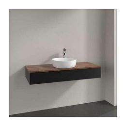 Villeroy & Boch Villeroy und Boch Antao Waschtisch-Unterschrank L10152PD mit Beleuchtung, 1 Auszug, 1200 x 190 x 500 mm, Front mit Struktur, Black Matt Lacquer / Warm Walnut
