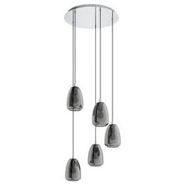 Eglo H&auml;ngeleuchte "ALOBRASE", schwarz (chromfarben, schwarz, transparent), 5, &Oslash; 54cm, Leuchten, chrom / &Oslash;54 x H150 cm / Pendellampe / Esstischlampe / K&uuml;che, H&auml;ngeleuchte