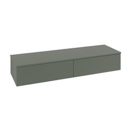 Villeroy & Boch Villeroy und Boch Antao Sideboard L42100HL mit Beleuchtung, 2 Ausz&uuml;ge, 1600 x 268 x 500 mm, Front mit Struktur, Leaf Green Matt Lacquer / Leaf Green Matt Lacquer