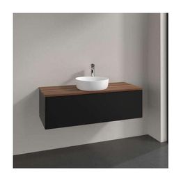 Villeroy & Boch Villeroy und Boch Antao Waschtisch-Unterschrank L32012PD mit Beleuchtung, 1 Auszug, 1200 x 360 x 500 mm, Front ohne Struktur, Black Matt Lacquer / Warm Walnut
