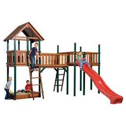 Spielturm Weka "Tabaluga Spielelandschaft 816", braun, Spielt&uuml;rme, KinderB:450cm H:331cm T:374cm, Holzwerkstoff, BxTxH: 450x374x331 cm, mit Turm, Br&uuml;cke, Sandkasten, Rutsche, B:450cm H:331cm T:374cm