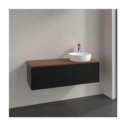 Villeroy & Boch Villeroy und Boch Antao Waschtisch-Unterschrank L34052PD mit Beleuchtung, 1 Auszug, 1200 x 360 x 500 mm, Front ohne Struktur, Black Matt Lacquer / Warm Walnut
