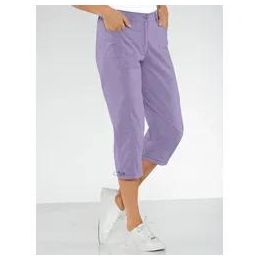 Caprihose Casual Looks, Damen, Gr. 20, Kurzgr&ouml;&szlig;en, lila (flieder), 98% Baumwolle, 2% Elasthan, unifarben, 3/4-L&auml;nge, Hosen Caprihose