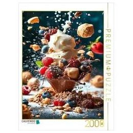 Calvendo Puzzle Schokoladen-Vanille-Eiscreme mit frischen Fr&uuml;chten und getrockneten Haferflocken 2000 Teile Lege-Gr&ouml;&szlig;e 90x67cm Foto-Puzzle f&uuml;r gl&uuml;ck