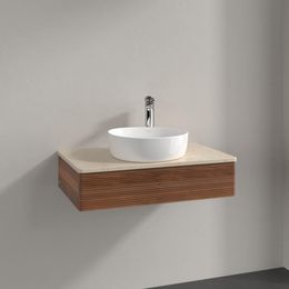 Villeroy & Boch Villeroy und Boch Antao Waschtisch-Unterschrank K08153HM 80x19x50cm, Hahnloch, Waschbeckenplattenfarbe botticino, warm walnut