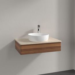 Villeroy & Boch Villeroy und Boch Antao Waschtisch-Unterschrank K08053HM 80x19x50cm, Hahnloch, Waschbeckenplattenfarbe botticino, warm walnut
