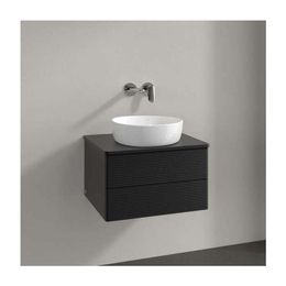 Villeroy & Boch Villeroy und Boch Antao Waschtisch-Unterschrank K18150PD 60x36x50cm, Hahnloch, Waschbeckenplattenfarbe Lack, black matt lacquer