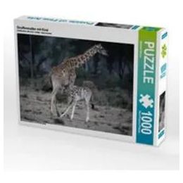 Calvendo Puzzle Giraffenmutter mit Kind 1000 Teile Lege-Gr&ouml;&szlig;e 64 x 48 cm Foto-Puzzle Bild von Michael Herzog