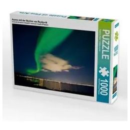 Calvendo Aurora mit der Skyline von Reykjav&iacute;k (Puzzle)