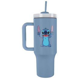 Disney Becher-To-Go Stitch, Hellblau, Metall, Kunststoff, 1.2 L, 27.2x14.2x10 cm, doppelwandig, Tragegriff, abnehmbarer Deckel, Trinkm&ouml;glichkeit im h&auml;lt warm, transportabel, leicht zu reinigen, Kaffee & Tee, Tassen, Thermobecher