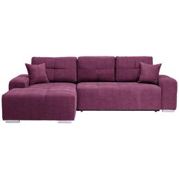 CARRYHOME Ecksofa, Beere, Textil, Uni, 4-Sitzer, F&uuml;llung: Schaumstoff, Ottomane links, L-Form, 280x194 cm, Stoffauswahl, Liegefunktion, seitenverkehrt erh&auml;ltlich, R&uuml;cken echt, Wohnzimmer, Sofas & Couches, Wohnlandschaften, Ecksofas