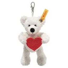 Steiff 112645 - Anh&auml;nger Lotte Teddyb&auml;r Love, Teddy mit Herz, wei&szlig;/rot, Pl&uuml;sch-Schl&uuml;sselanh&auml;nger, 12 cm