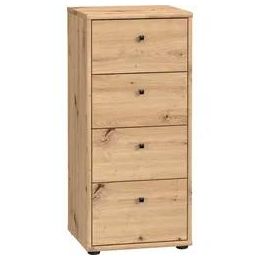 Kommode FORTE "Tempra, Kommode, 4 Schubk&auml;sten, H&ouml;he 85,5 cm", braun (artisan eiche), B:38,6cm H:85,5cm T:34,8cm, Dekorfolie, FSC-zertifizierter Holzwerkstoff, Sideboards, Kommode, Breite 38,6 cm