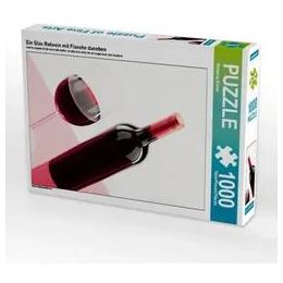 Calvendo Ein Glas Rotwein mit Flasche daneben (Puzzle)