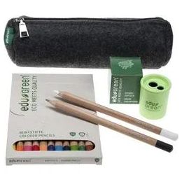 eduGREEN&reg; 13 farbiges Buntstifte Set, inkl. Dosenspitzer und Filzschlamper aus recyceltem Filz