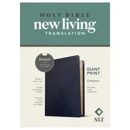 NLT Compact Giant Print Bible, Filament Enabled (Leatherlike, Navy Blue Cross, Red Letter)