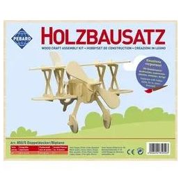 PEBARO 850/5 - Holzbausatz Doppeldecker, 18 Teile, Holzkonstruktion zum Zusammenstecken