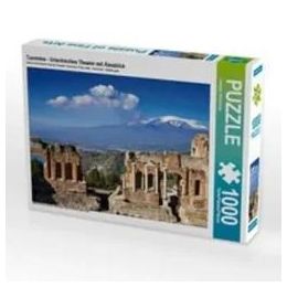 Calvendo Puzzle Taormina - Griechisches Theater mit &Auml;tnablick, Lege-Gr&ouml;&szlig;e 64 x 48 cm Foto-Puzzle Bild von Juergen Schonnop