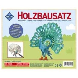 PEBARO 852/1 - Holzbausatz Pfau, 59 Teile, Holzkonstruktion zum Zusammenstecken