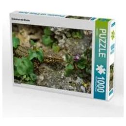 Calvendo Puzzle Eidechse mit Blume 1000 Teile Lege-Gr&ouml;&szlig;e 64 x 48 cm Foto-Puzzle Bild von Kattobello