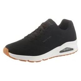 Sneaker Skechers "Uno - Stand on Air", Herren, Gr. 43, schwarz-wei&szlig; (schwarz, wei&szlig;), Synthetik, Schuhe Sneaker, Freizeitschuh, Halbschuh, Schn&uuml;rschuh mit extra D&auml;mpfung, Topseller