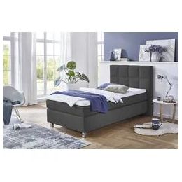 Boxspringbett, grau (charcoal), B:105cm L:210cm, Bezug Bett: Feinstruktur 100% Polyester;Bezug Bonnell-Federkernmatratze: 100% Polyester;Bezug Kaltschaummatratze: 100% Polyester;Bezug Tonnentaschenfederkernmatratze: 80% Baumwolle, 20%Polyester;Topper: Komfortschaum mit Bezug 100% Polyester, Westfalia Schlafkomfort, Komplettbetten, Boxspringbett, mit Topper