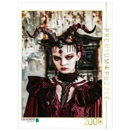 Calvendo Puzzle Gothic in ganzer Linie. Gothikgirl mit H&ouml;rnern im Kleid. 2000 Teile Lege-Gr&ouml;&szlig;e 90x67cm Foto-Puzzle f&uuml;r gl&uuml;ckliche Stunden