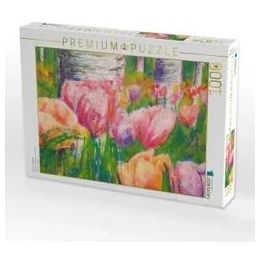 Calvendo Puzzle Tulpen mit &Ouml;lkreide 1000 Teile Lege-Gr&ouml;&szlig;e 64x48cm Foto-Puzzle f&uuml;r gl&uuml;ckliche Stunden