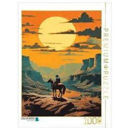 Calvendo Puzzle Canyon der Freiheit: Ein Cowboy im Abendrot 1000 Teile Lege-Gr&ouml;&szlig;e 64x48cm Foto-Puzzle f&uuml;r gl&uuml;ckliche Stunden
