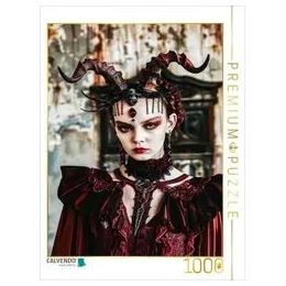 Calvendo Puzzle Gothic in ganzer Linie. Gothikgirl mit H&ouml;rnern im Kleid. 1000 Teile Lege-Gr&ouml;&szlig;e 64x48cm Foto-Puzzle f&uuml;r gl&uuml;ckliche Stunden