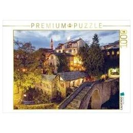 Calvendo Puzzle Mostar- Blick &uuml;ber die kleine alte Bogenbr&uuml;cke aus Stein 1000 Teile Lege-Gr&ouml;&szlig;e 64x48cm Foto-Puzzle f&uuml;r gl&uuml;ckliche Stunden