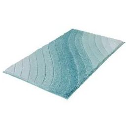 Badematte Kleine Wolke "Tender" Gr. 4, blau, H:20mm, Polyester, Badematten, Badematte, Badteppich, Wellen Design, mit Farbverlauf, Hoch-Tief Effekt, waschbar