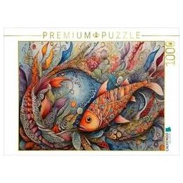 Calvendo Puzzle Fisch, zentangle, farbenfroh, Fantasie, fantasievoll, bunt, orange, wasser, lustig, Tier, Kinderzimmer, Kinder 1000 Teile Lege-Gr&ouml;&szlig;e