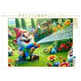 Calvendo Puzzle Sommerfreuden: Gartenzwerge und das spritzige Wasserspiel 1000 Teile Lege-Gr&ouml;&szlig;e 64x48cm Foto-Puzzle f&uuml;r gl&uuml;ckliche Stunden
