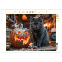 Calvendo Puzzle Schwarze s&uuml;&szlig;e Katze und Halloween-K&uuml;rbis im Kerzenschein 2000 Teile Lege-Gr&ouml;&szlig;e 90x67cm Foto-Puzzle f&uuml;r gl&uuml;ckliche Stunden