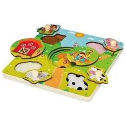 Vedes SpielMaus Holz F&uuml;hlpuzzle Farmtiere, 6-teilig