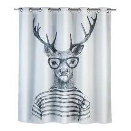 Wenko Anti-Schimmel Duschvorhang Mr. Deer Flex, Textil (Polyester), 180 x 200 cm, waschbar
