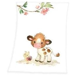 Herding 1540231014 - babybest&reg;, Babydecke, S&uuml;&szlig;es K&auml;lbchen, Soft-Peachdecke, Microfaser, weiss/beige, 75x100 cm