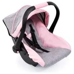 BAYER DESIGN 67933AA - Puppen-Autositz Deluxe Car Seat, mit Dach, Jeans-Optik mit Schmetterling, grau/rosa