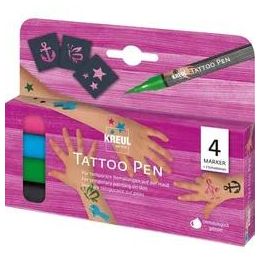 Kreul Tattoo Pen 4er Set, abwaschbar - Anker, Sterne, Schmetterling