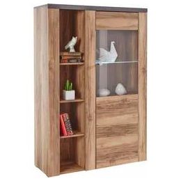 Vitrine OTTO HOME "Larona, zeitlose Glasvitirne, Hochschrank H&ouml;he 145 cm", braun (satin nussbaumfarben, schwarzwood), B:100cm H:145cm T:37,1cm, Schr&auml;nke, Vitrine, Stauraumvitrine mit dekorativer Rahmenoptik